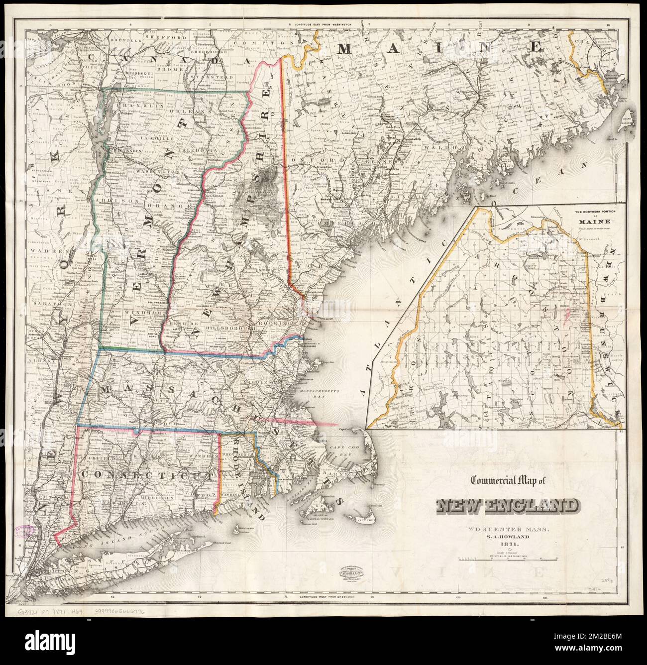 Commercial map of New England , Cities and towns, New England, Maps ...