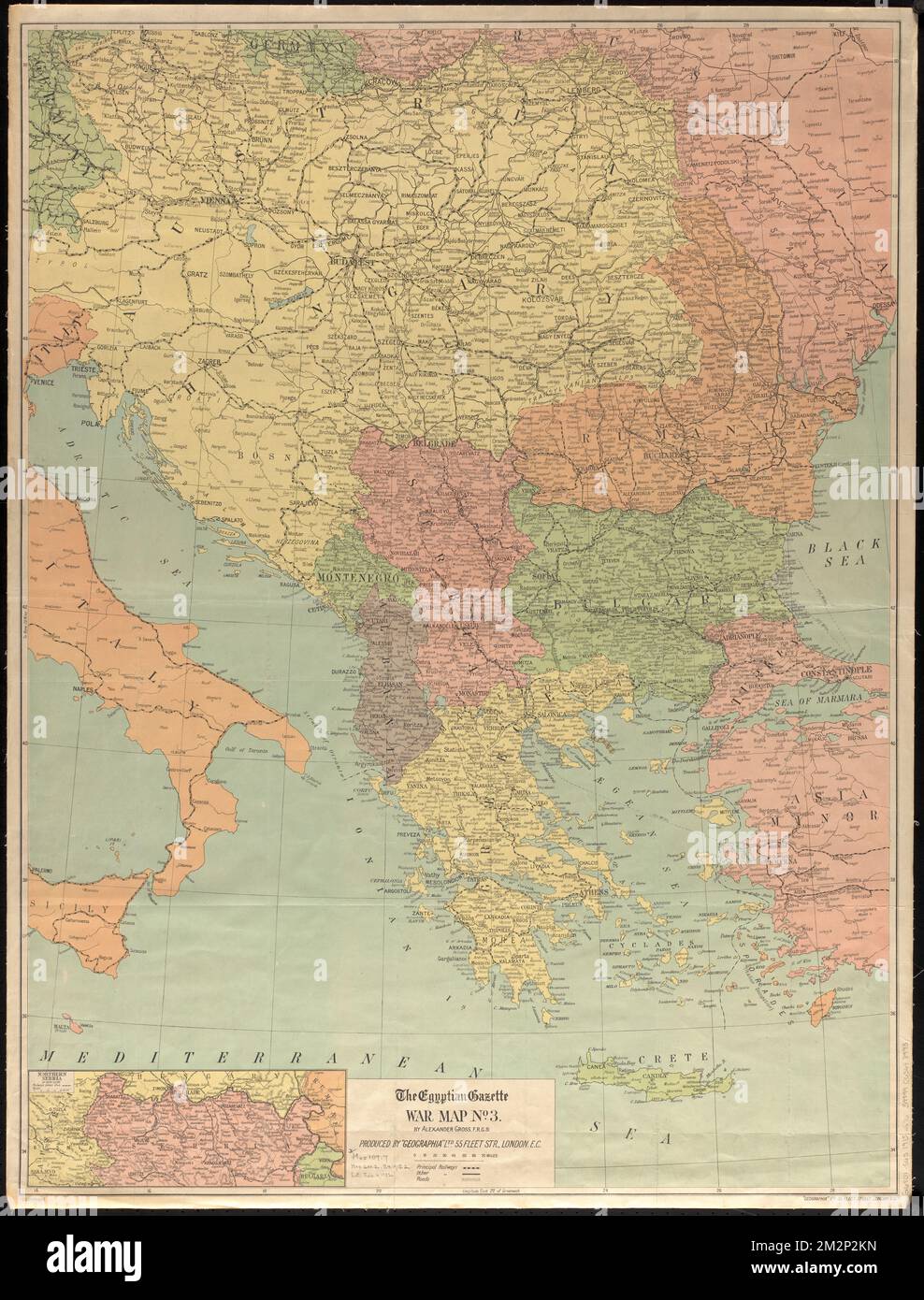 La mappa di guerra delle gazzette egiziane n. 3 , Guerra Mondiale, 1914 ...