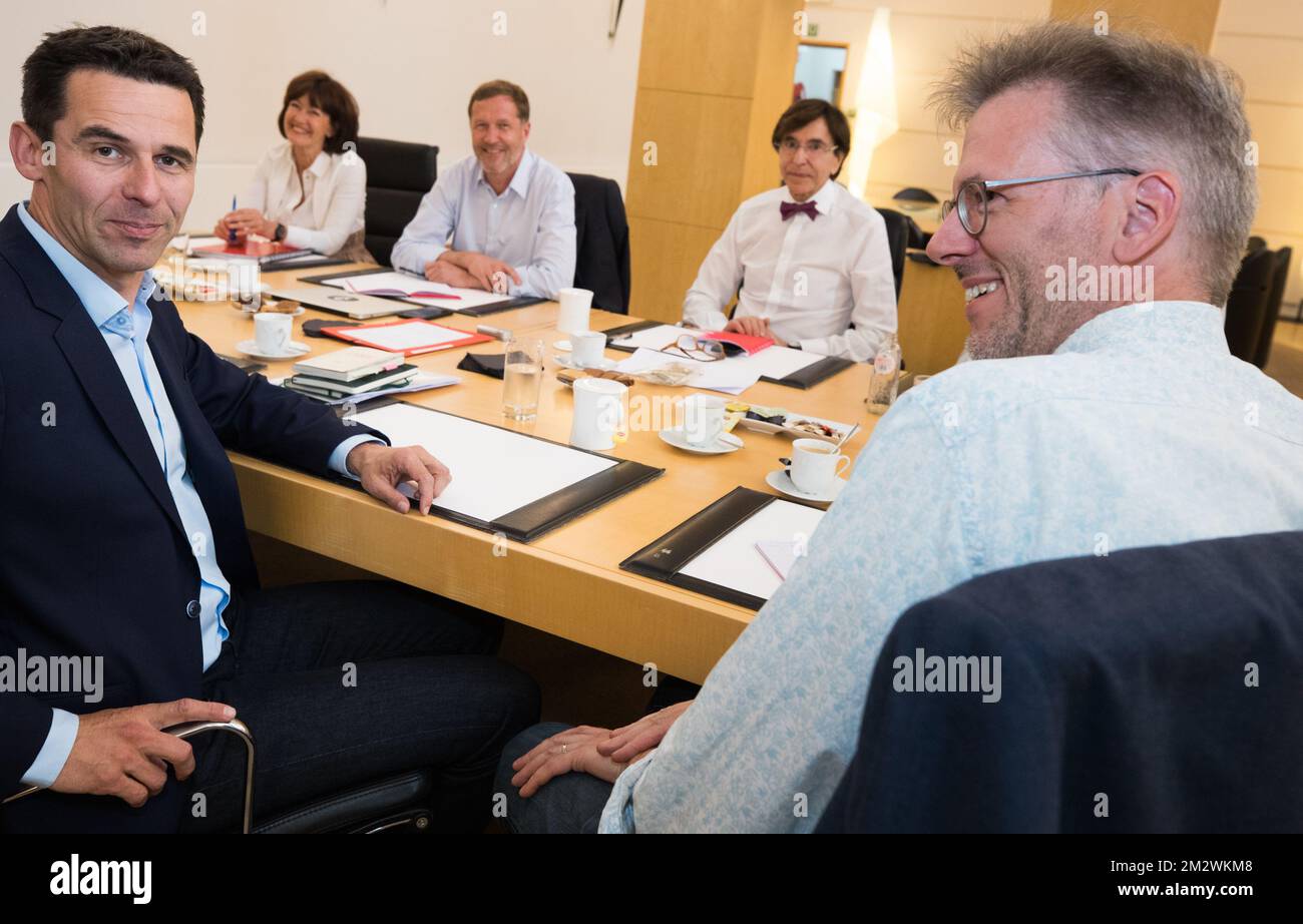(L-R) Ecolo co-chairman Jean-Marc Nollet, PS' Laurette Onkelinx, PS ...