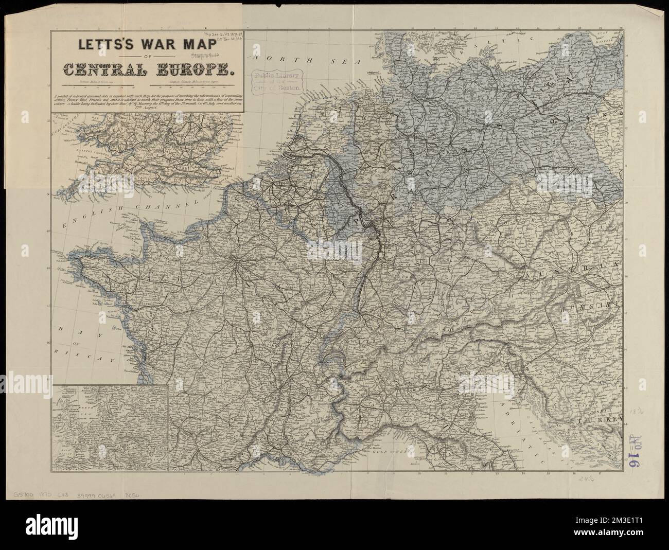 Mappa della guerra di Letts dell'Europa Centrale , guerra franco ...