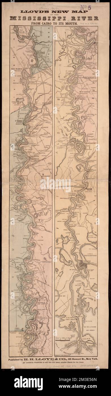La nuova mappa del fiume Mississippi di Lloyd dal Cairo alla sua foce ...