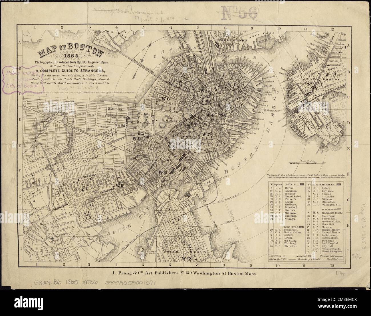 Mappa di Boston, 1865 : fotograficamente ridotta dai piani dell ...