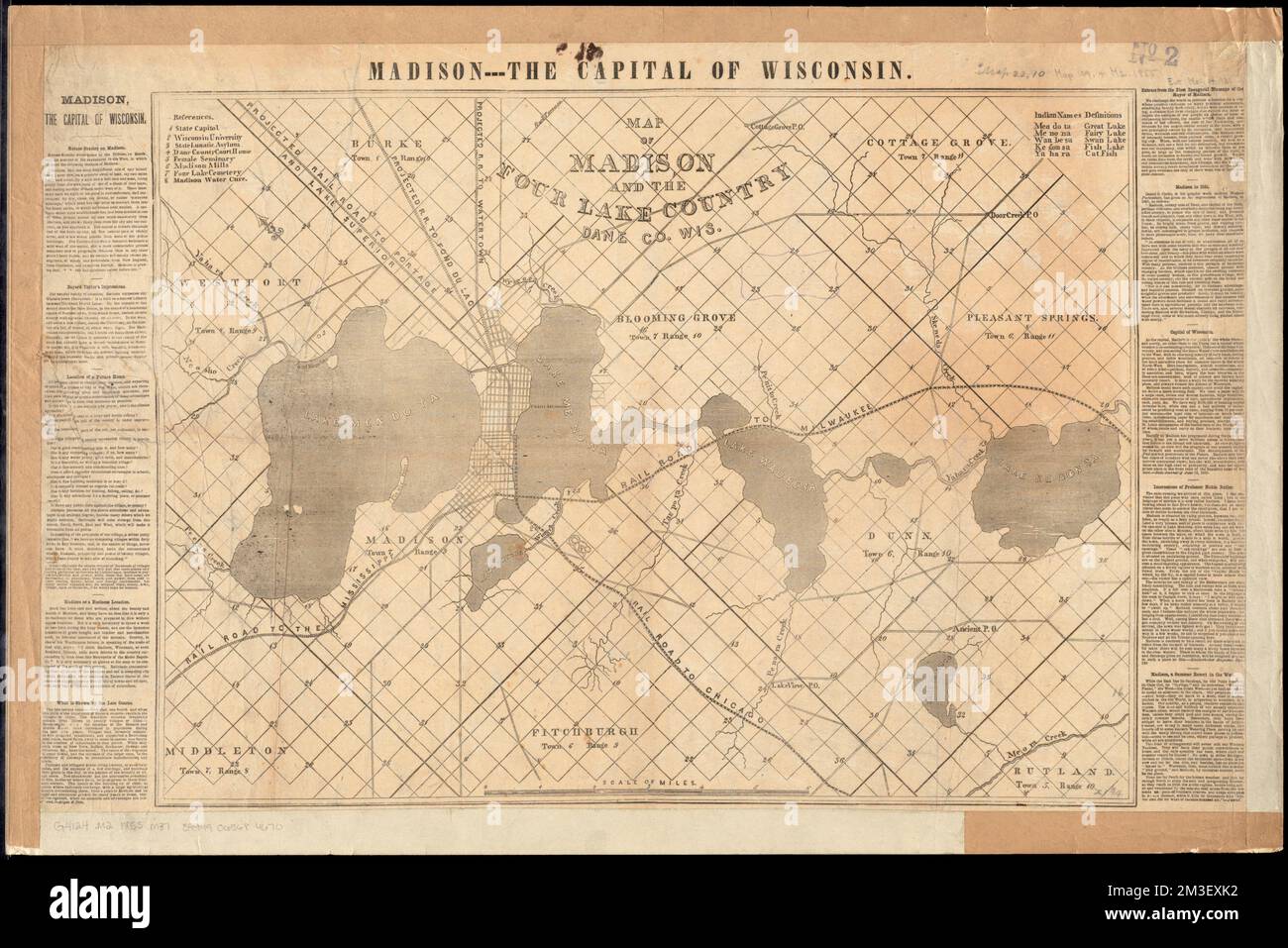 Mappa di Madison e del Four Lake Country, Dane Co. WIS , Madison ...