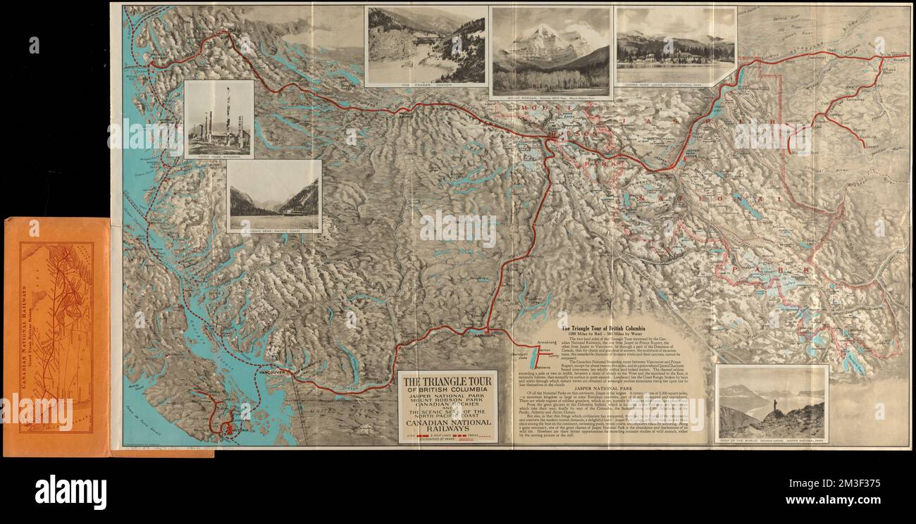 Mappa del triangolo delle Montagne Rocciose canadesi della Columbia ...