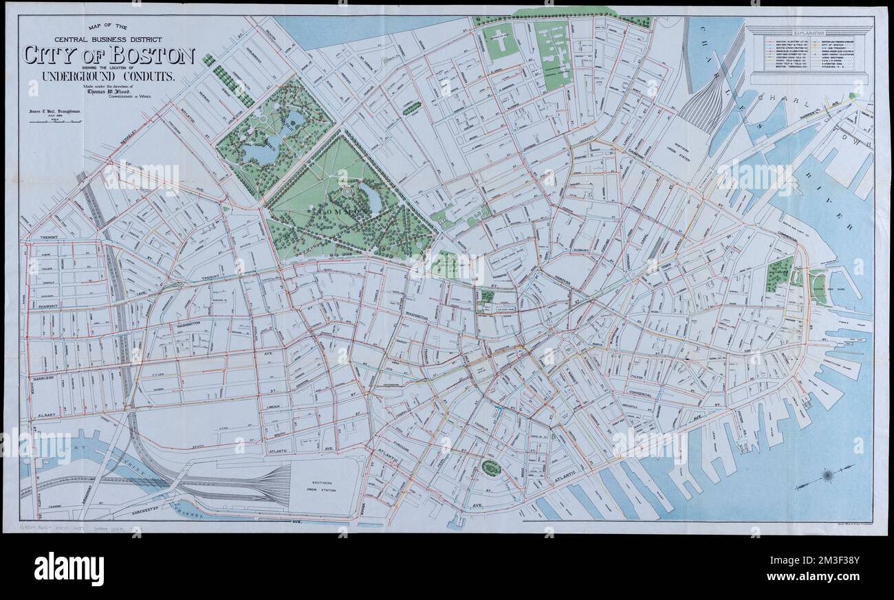 Mappa del quartiere commerciale centrale di Boston che mostra la ...