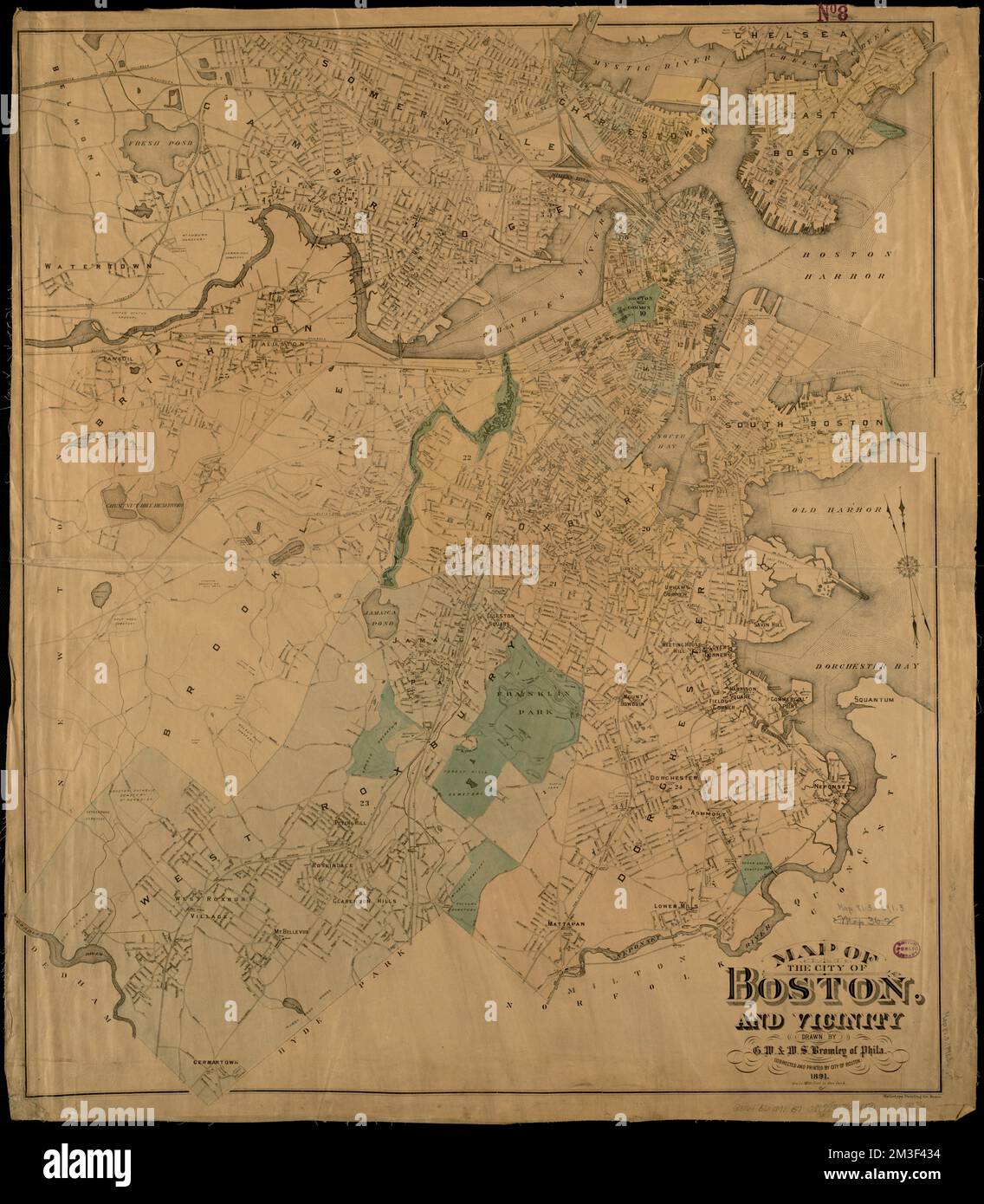 Mappa della città di Boston e dintorni, Boston Mass., Mappe Norman B ...