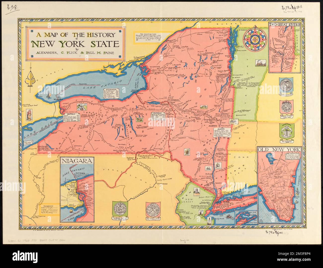 Una mappa della storia dello stato di New York, dello stato di New York ...
