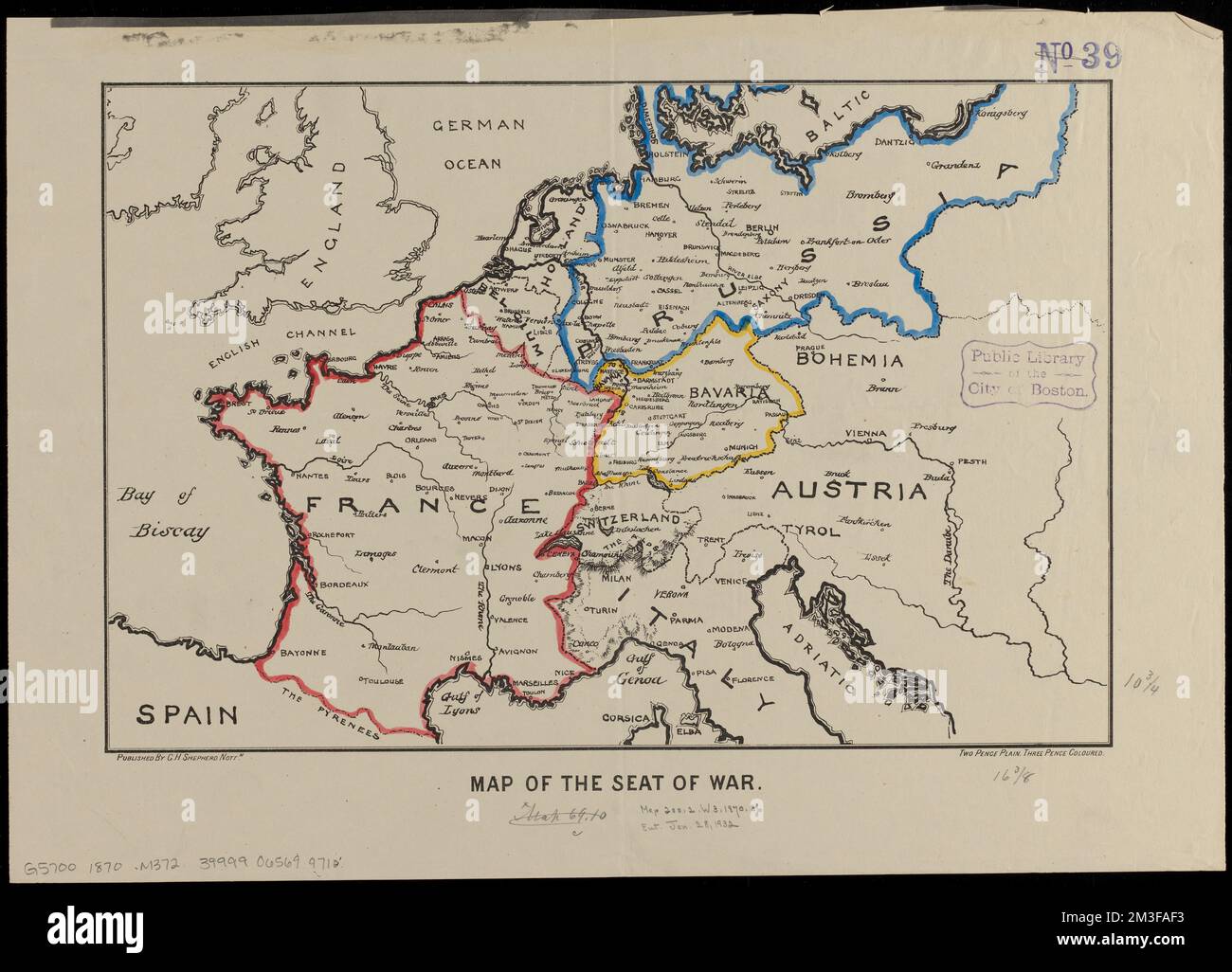 Mappa della sede della guerra , guerra franco-prussiana, 1870-1871 ...
