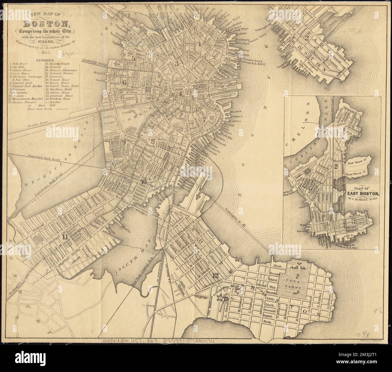 Nuova mappa di Boston, comprendente l'intera città, con i nuovi confini ...