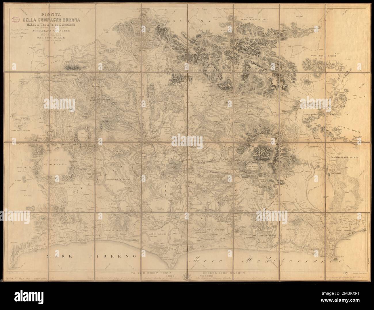 Pianta della campagna Romana nello stato antico e moderno , Roma Italia ...