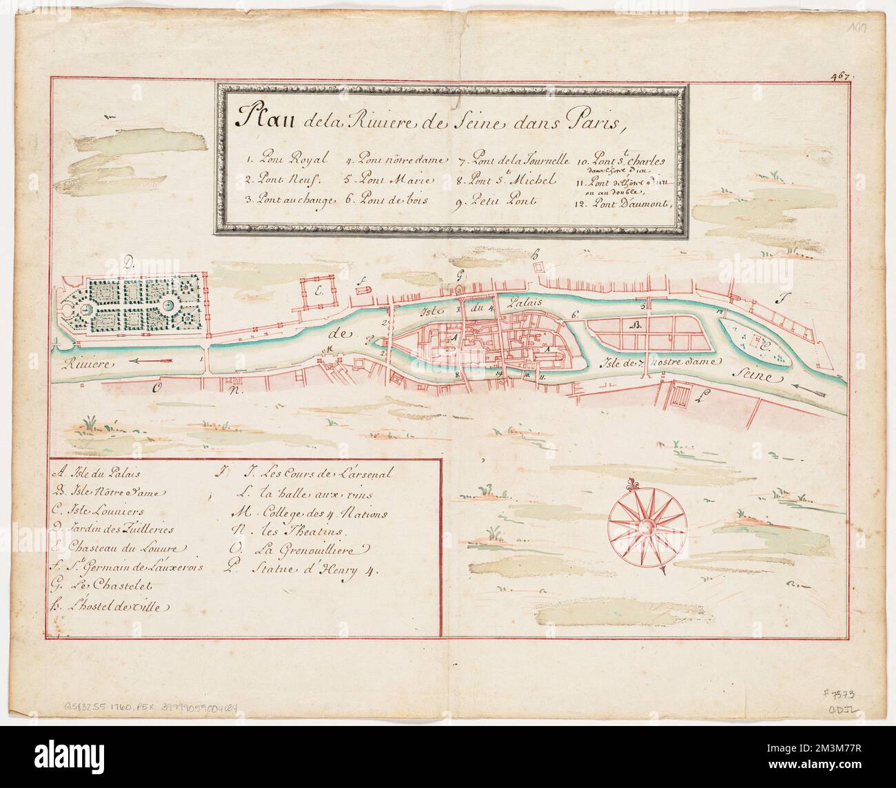 Plan de la Riviere de Seine dans Paris , Senna Francia, carte ...