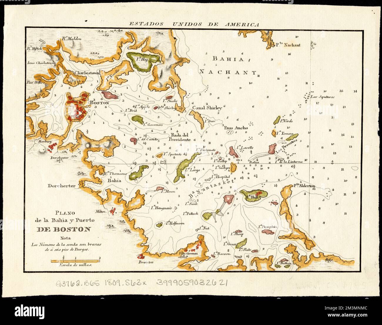 Plano de la bahia y puerto de Boston, Boston Bay Mass., Mappe, Boston ...
