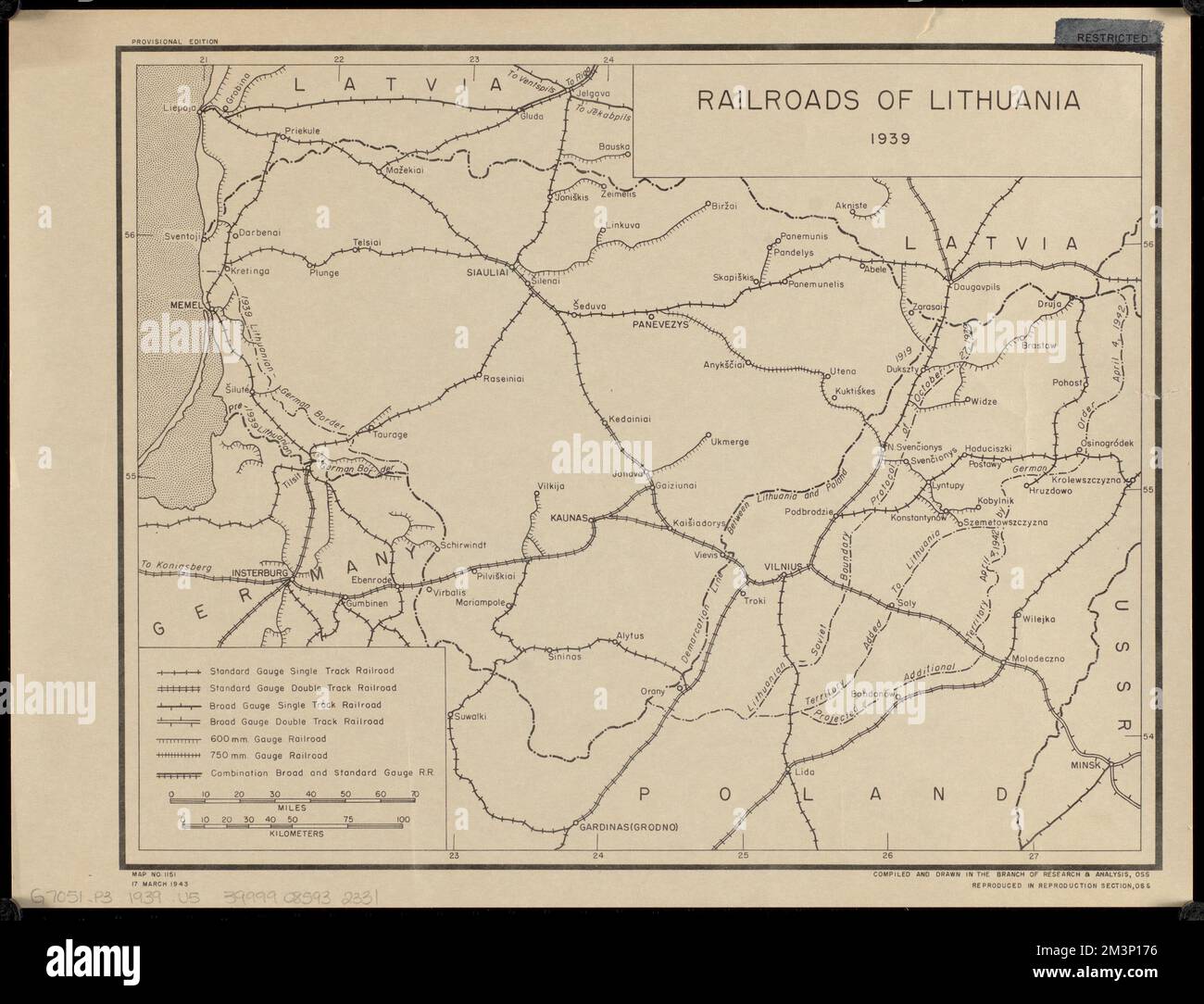 Ferrovie della Lituania, 1939 , Ferrovie, Lituania, carte geografiche ...