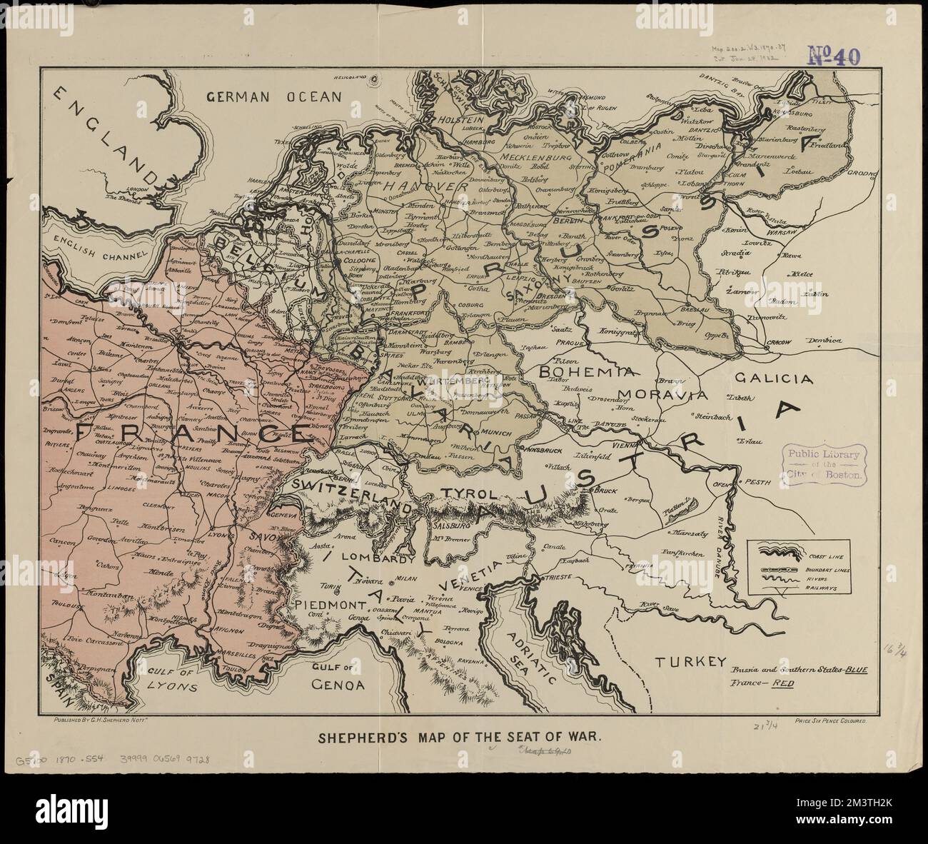 Mappa del Pastore della sede di guerra , Guerra franco-prussiana, 1870 ...