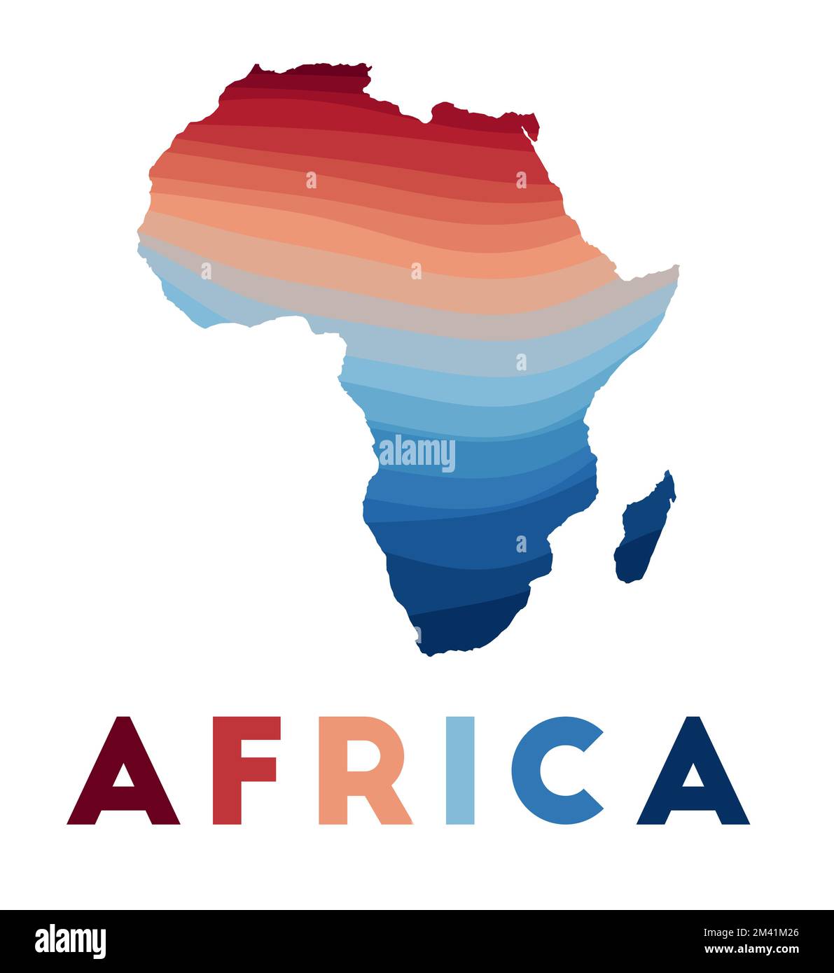 Mappa dell'Africa. Mappa del continente con splendide onde geometriche ...