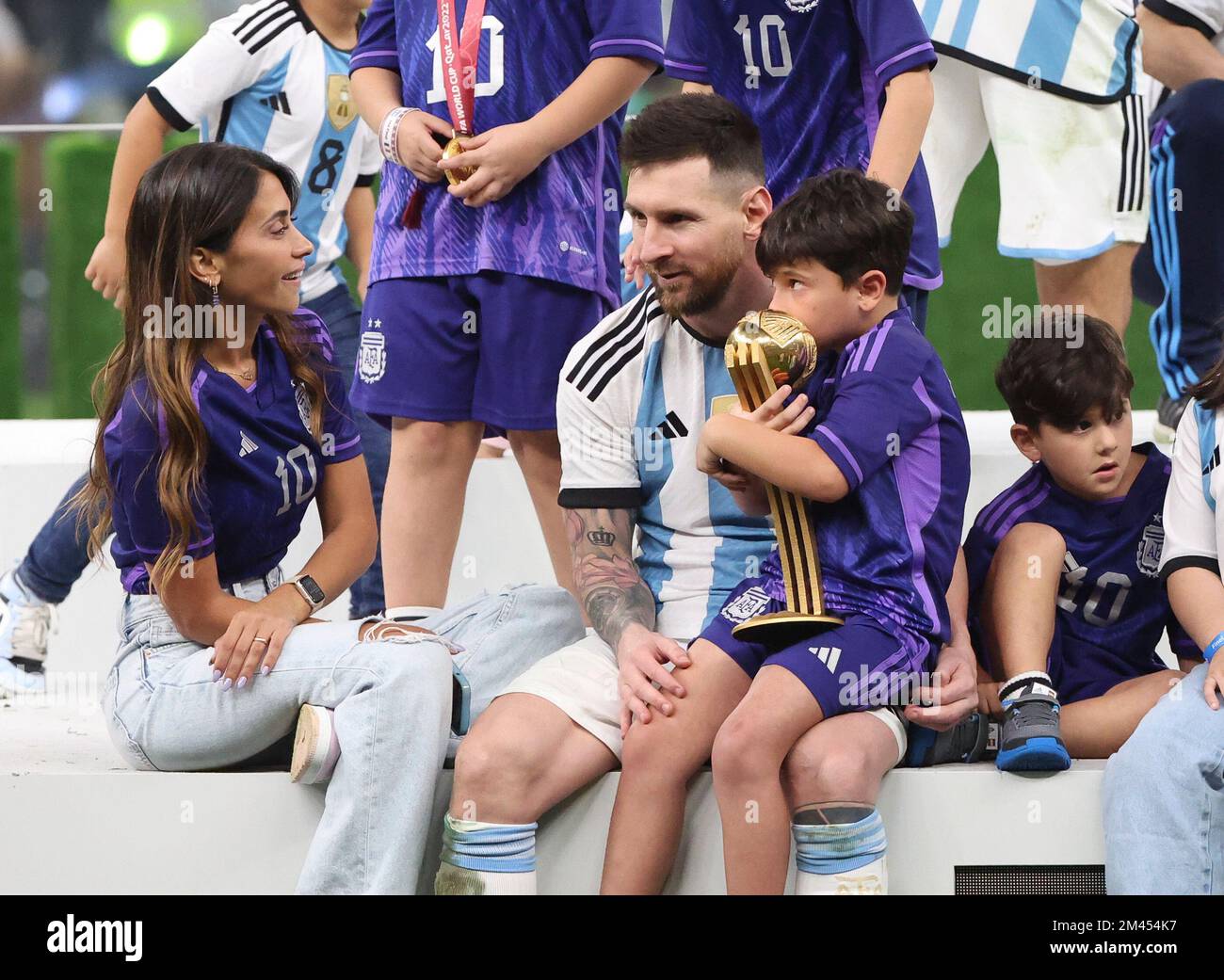 Qatar - 18/12/2022, Lionel messi dell'Argentina con sua moglie ...