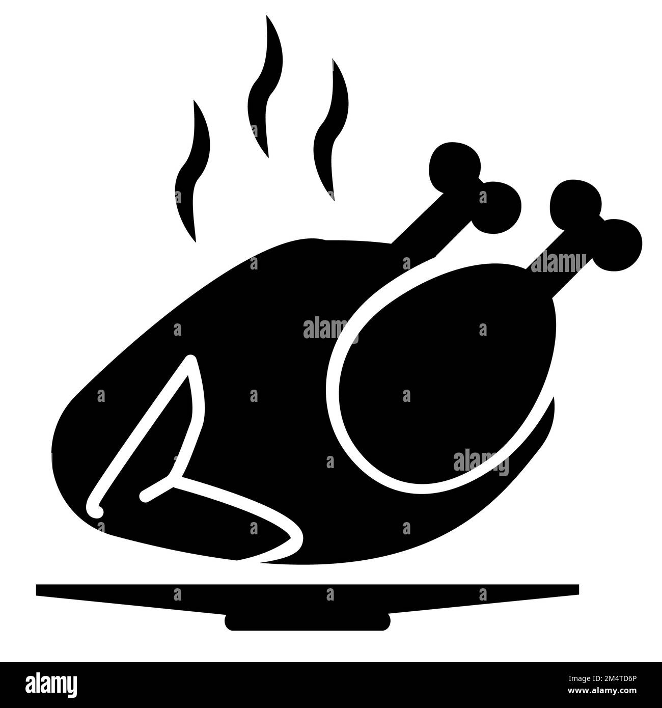 Pollo al forno su sfondo bianco. Cartello di pollo. Simbolo di tacchino ...