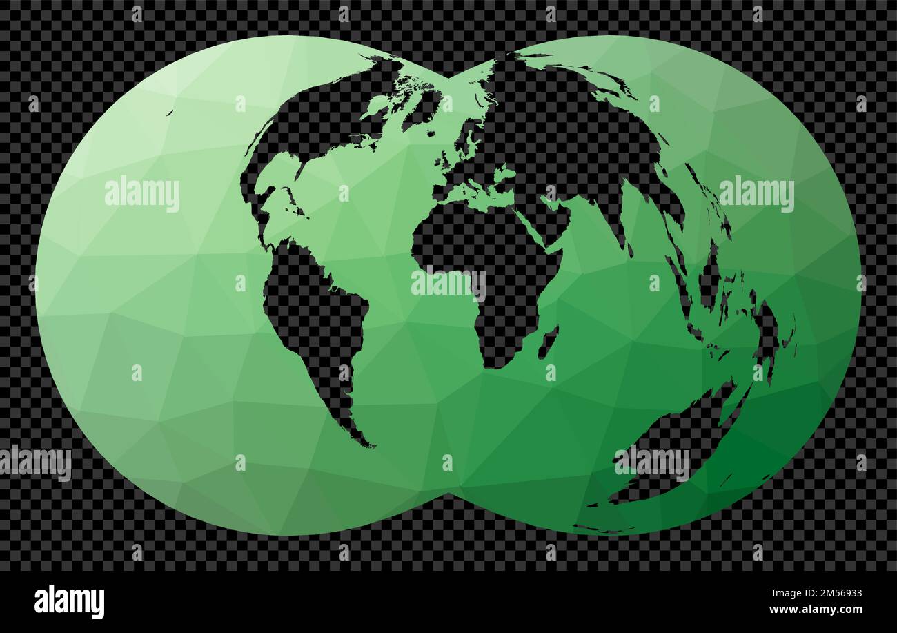 Mappa poligonale del mondo su sfondo trasparente. Proiezione ...