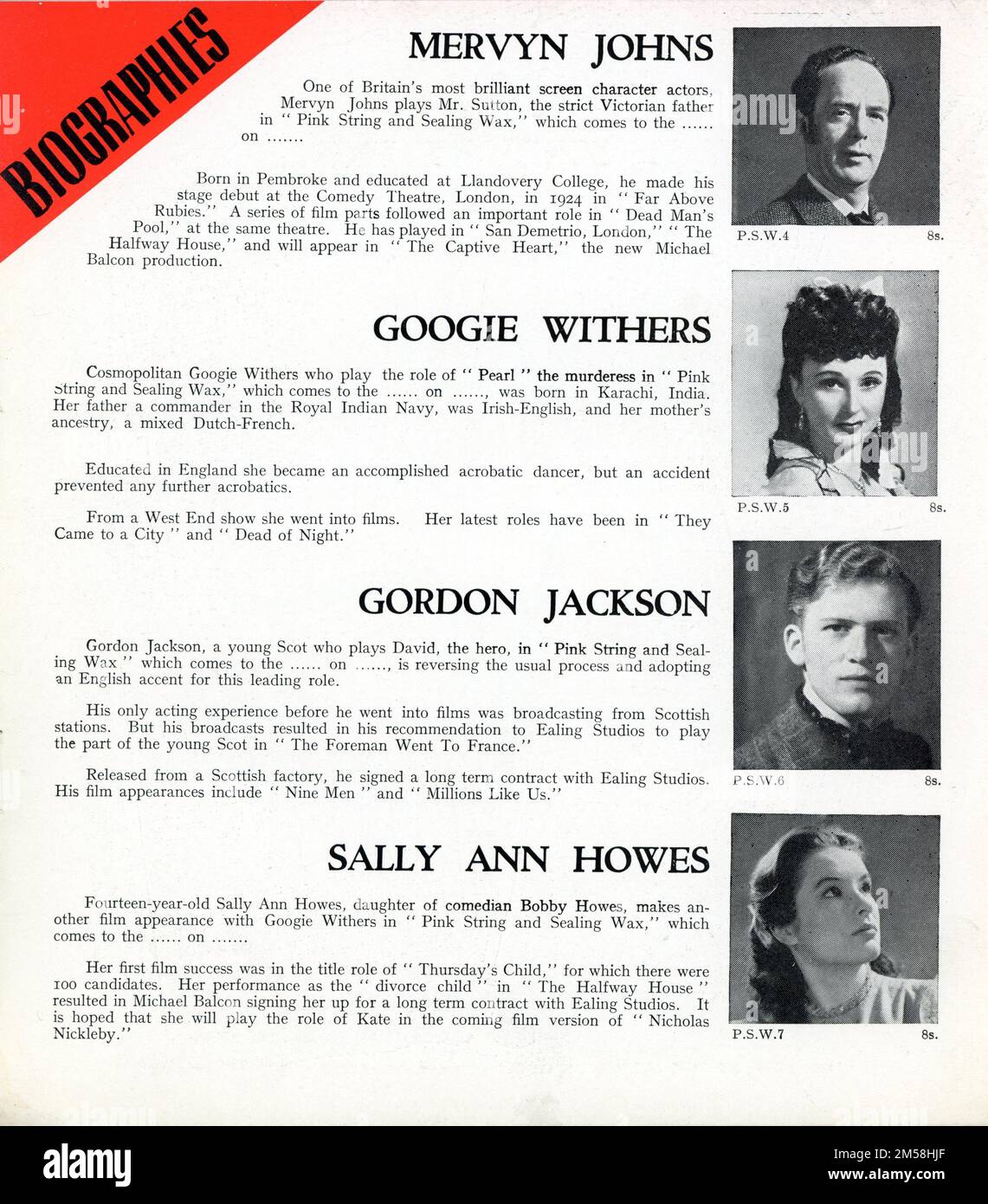 MERVYN JOHNS GOOGIE WITERS GORDON JACKSON e SALLY ANN HOWES in FILO ...