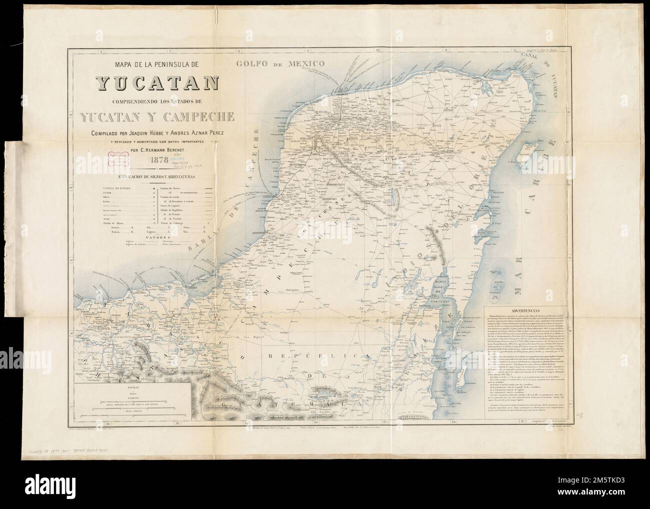 Mapa de la Peninsula de Yucatan comprendiendo los estados de Yucatan y ...