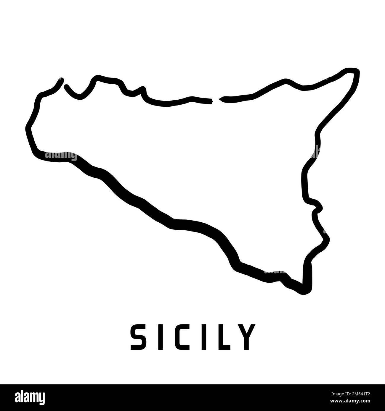 Sicilia (Sicilia) mappa dell'isola italiana contorni semplici. Mappa di ...