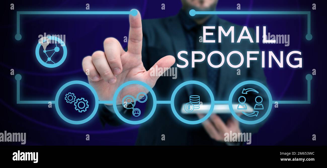 Spoofing e-mail scrittura testo. Parola scritta su proteggere l'accesso ...