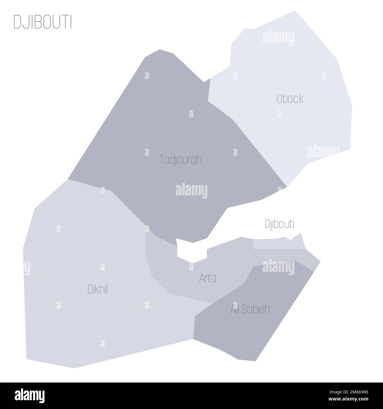 Gibuti mappa politica delle divisioni amministrative - regioni. Mappa ...