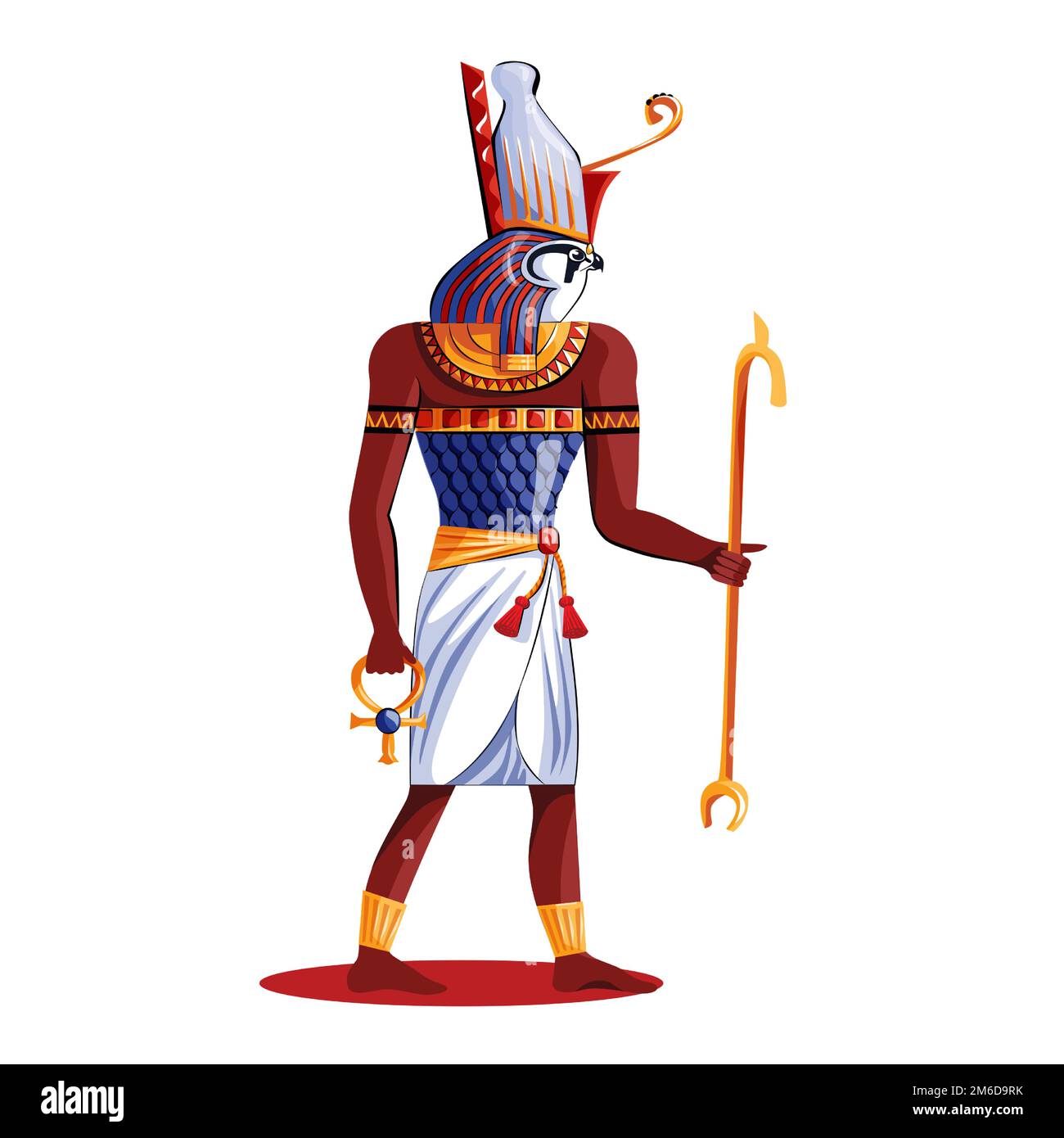 Antico Egitto sole dio Horus cartone animato vettore isolato su sfondo ...
