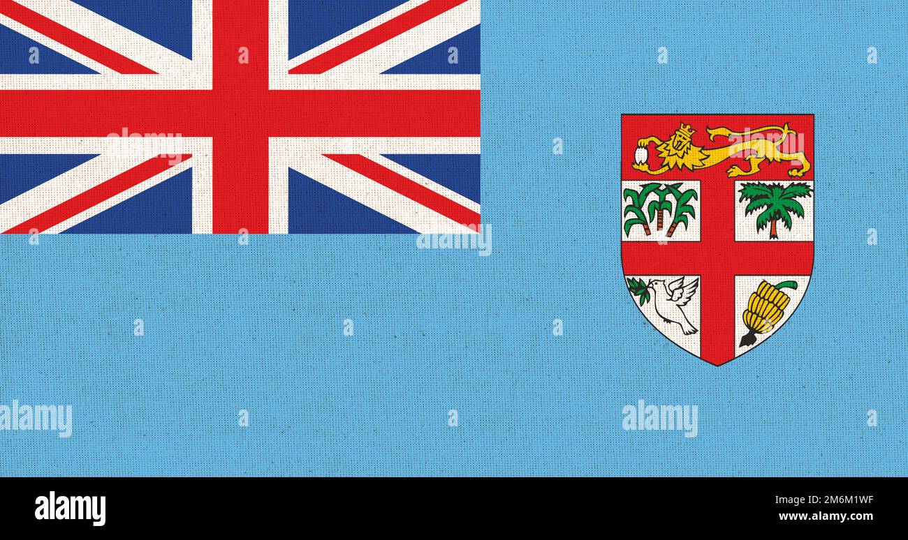 Bandiera delle Fiji. Bandiera delle Fiji sulla superficie del tessuto ...