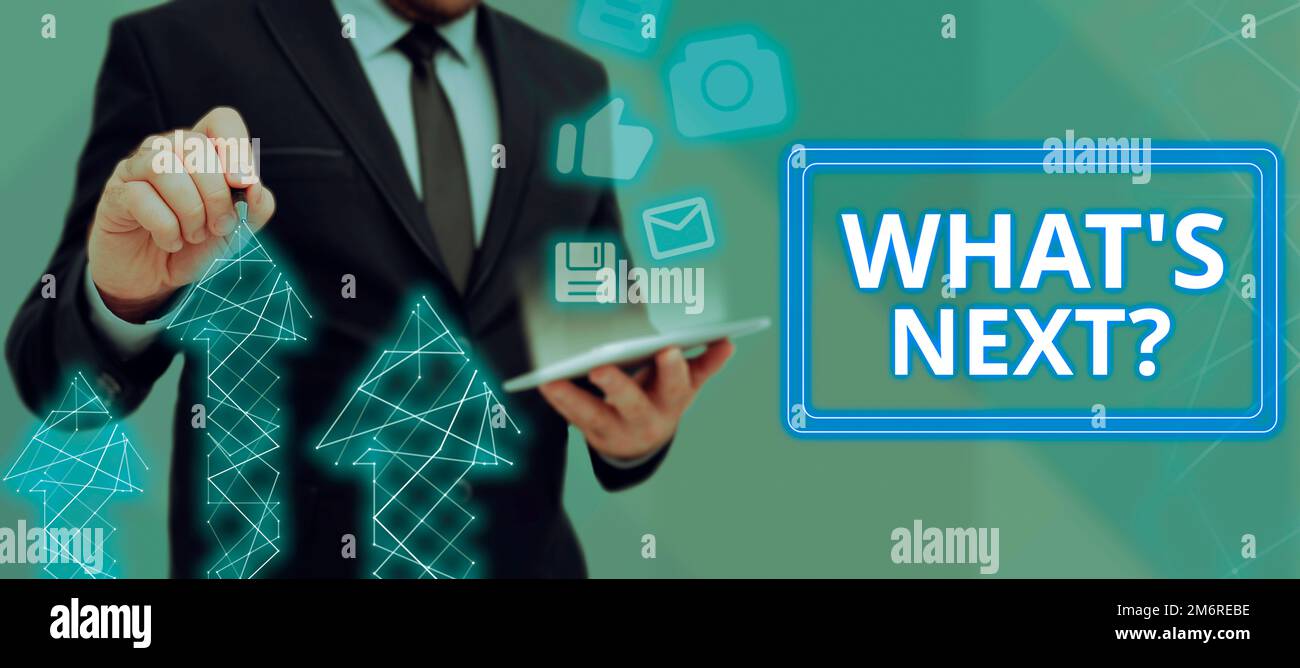 Scrittura a mano del testo cosa c'è di seguito. Concetto Internet ...