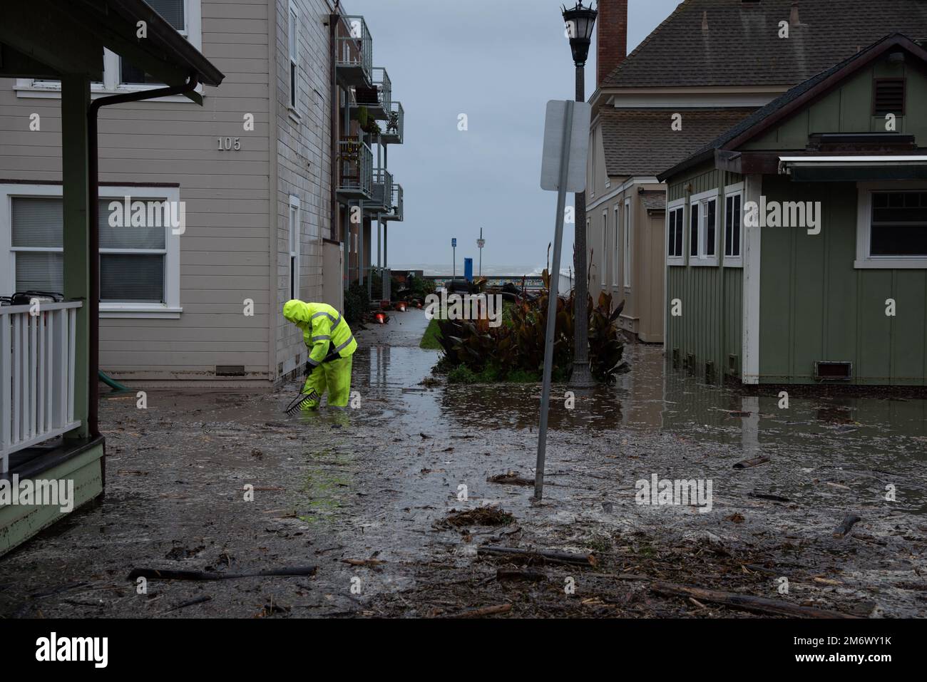 Il ciclone bomba causa di grave tempesta in California con gravi danni da alluvione a Capitola ...