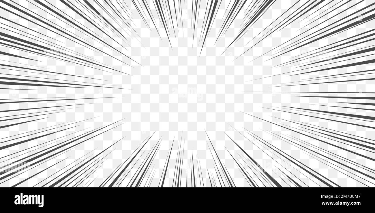 Sfondo trasparente Manga con linee radiali di velocità, effetti fumetti ...