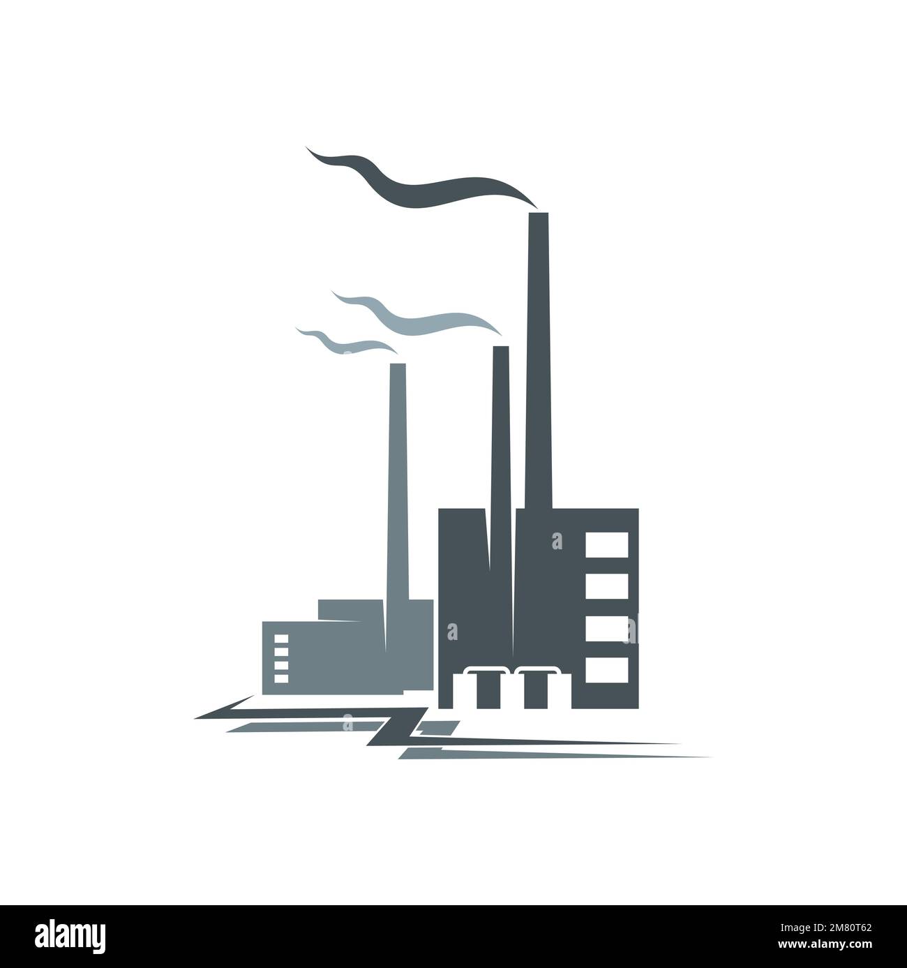 Edificio industriale, fabbrica o pianta icona. Raffineria di petrolio o ...