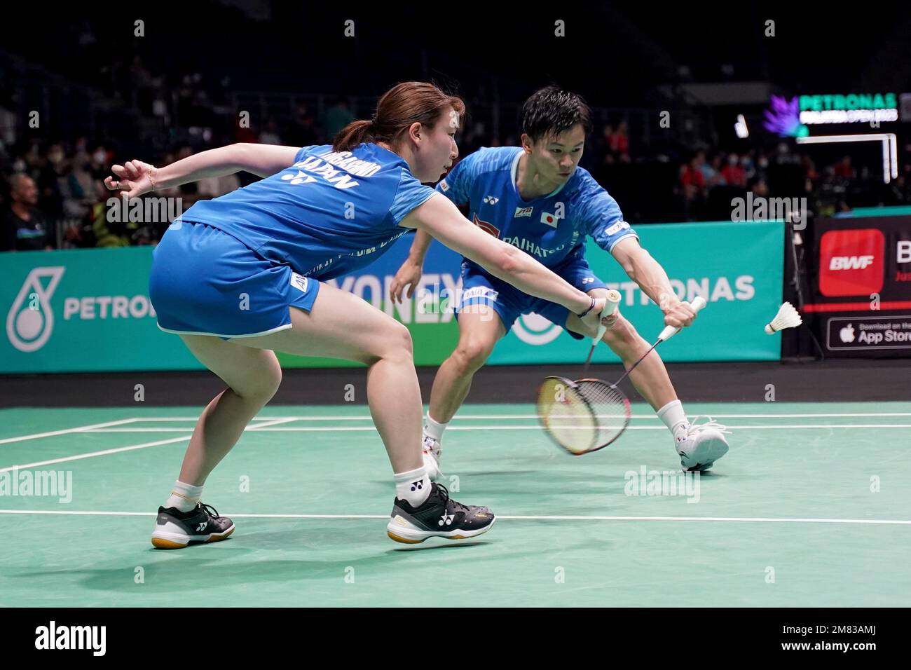 Japan's Arisa Higashino, left, and Yuta Watanabe play against ...