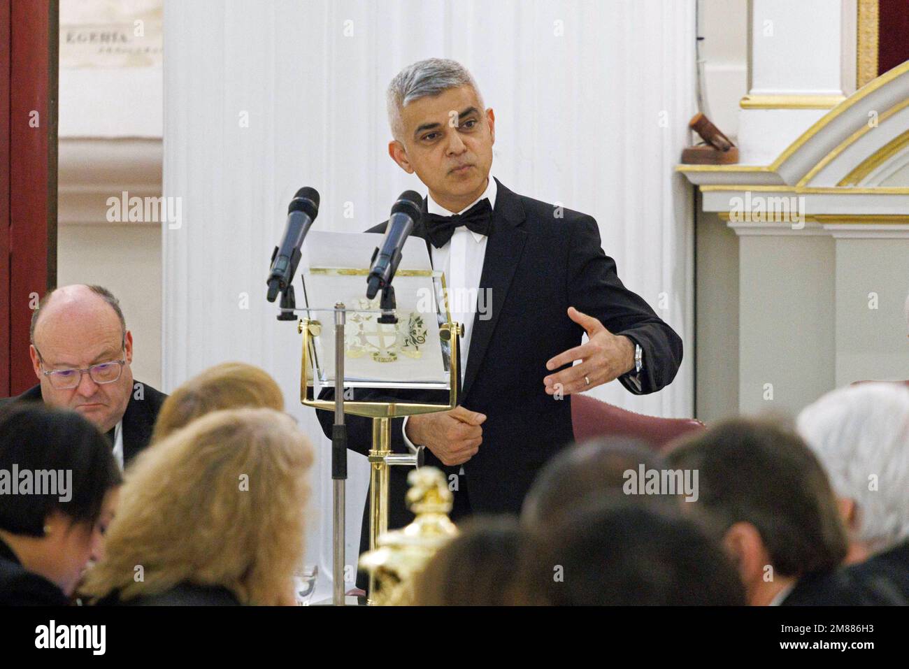 Sindaco di Londra Sadiq Khan durante un discorso alla Mansion House nel ...