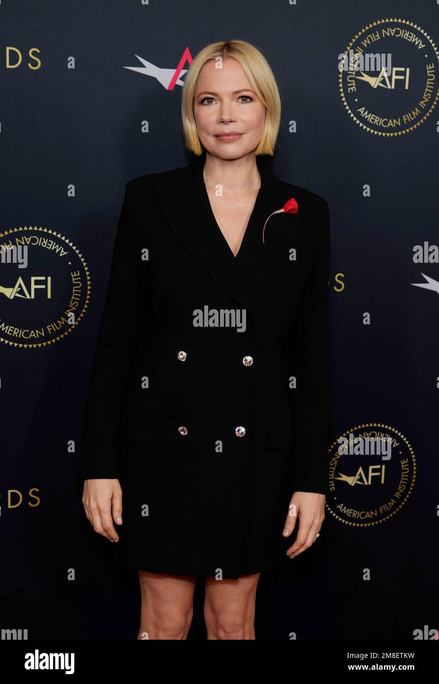 Actor Michelle Williams poses at the 2023 AFI Awards, Friday, Jan. 13 ...