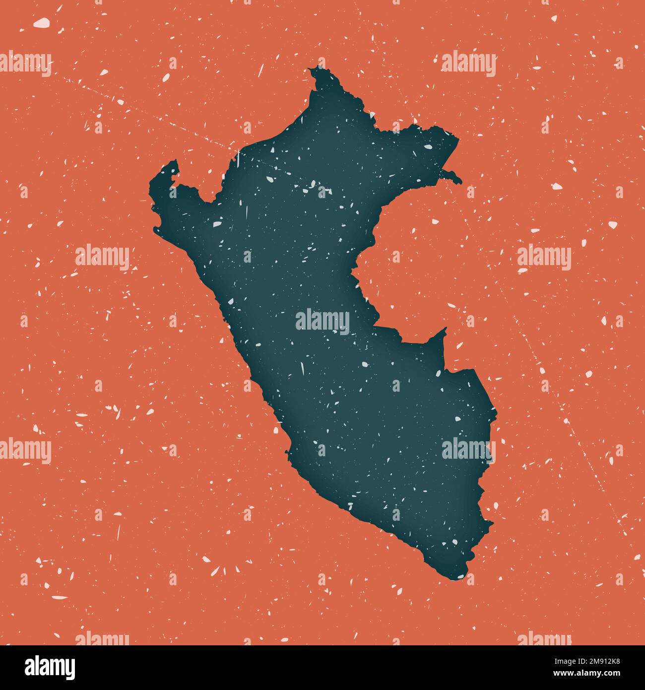 Mappa d'epoca del Perù. Mappa grunge del paese con texture stressata ...