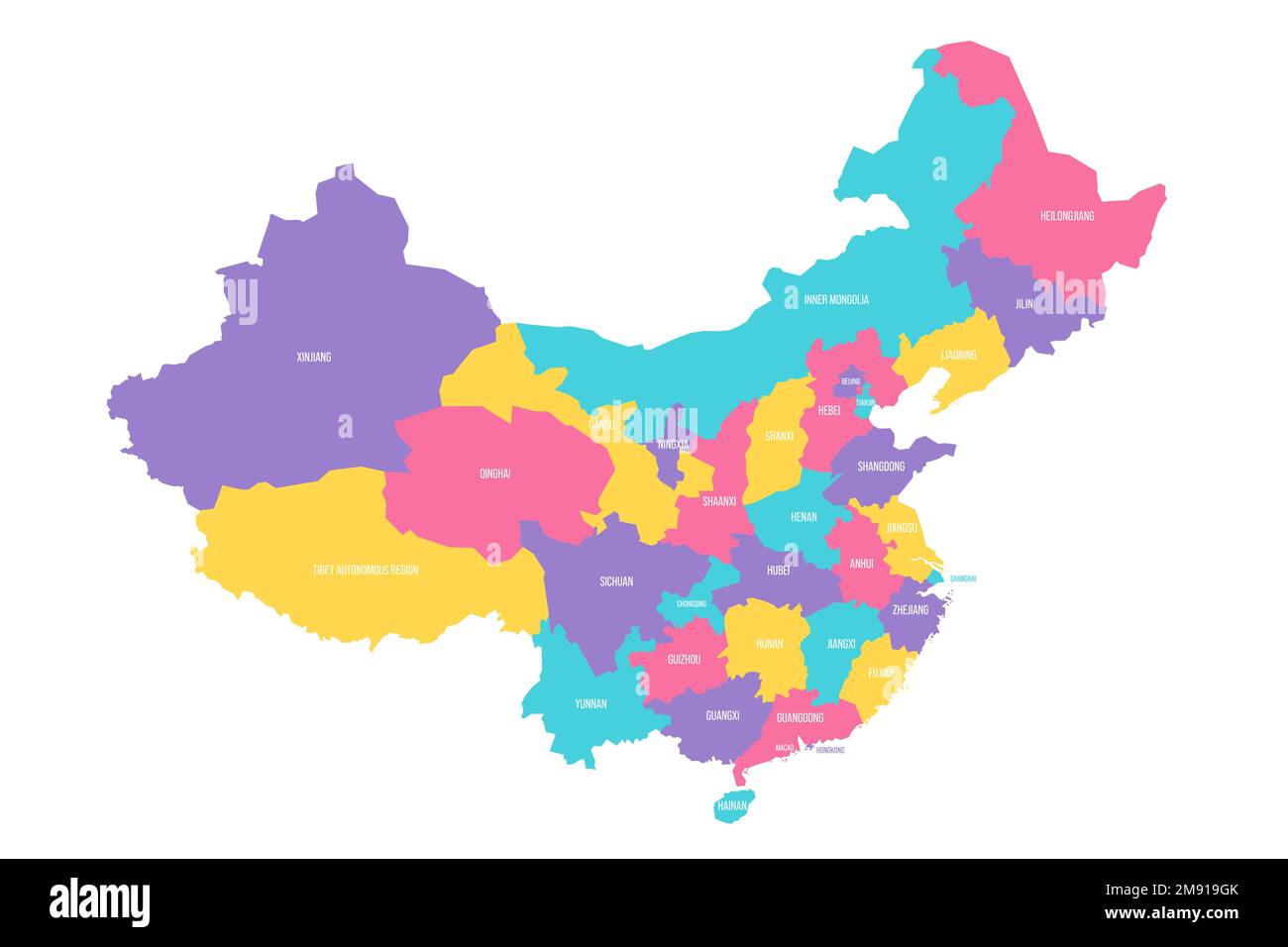 Cina mappa politica delle divisioni amministrative - province, regioni ...