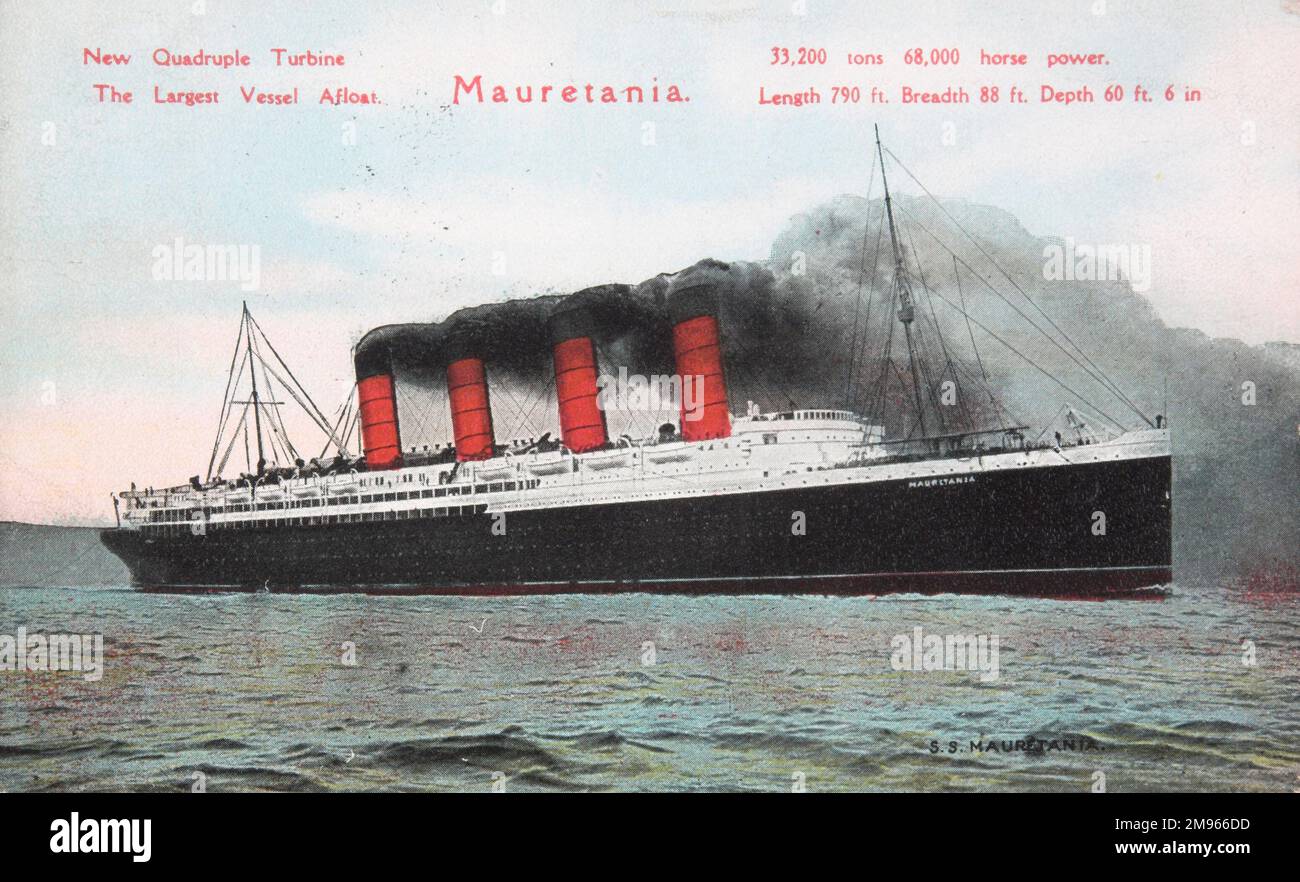 La Mauretania, costruita nel 1906 presso il cantiere navale Swan Hunter ...