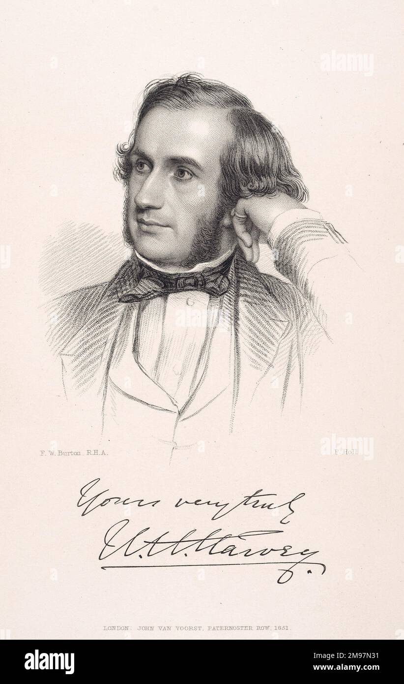 Ritratto di William Henry Harvey. Incisione a piolo di F. Holl dopo Sir ...