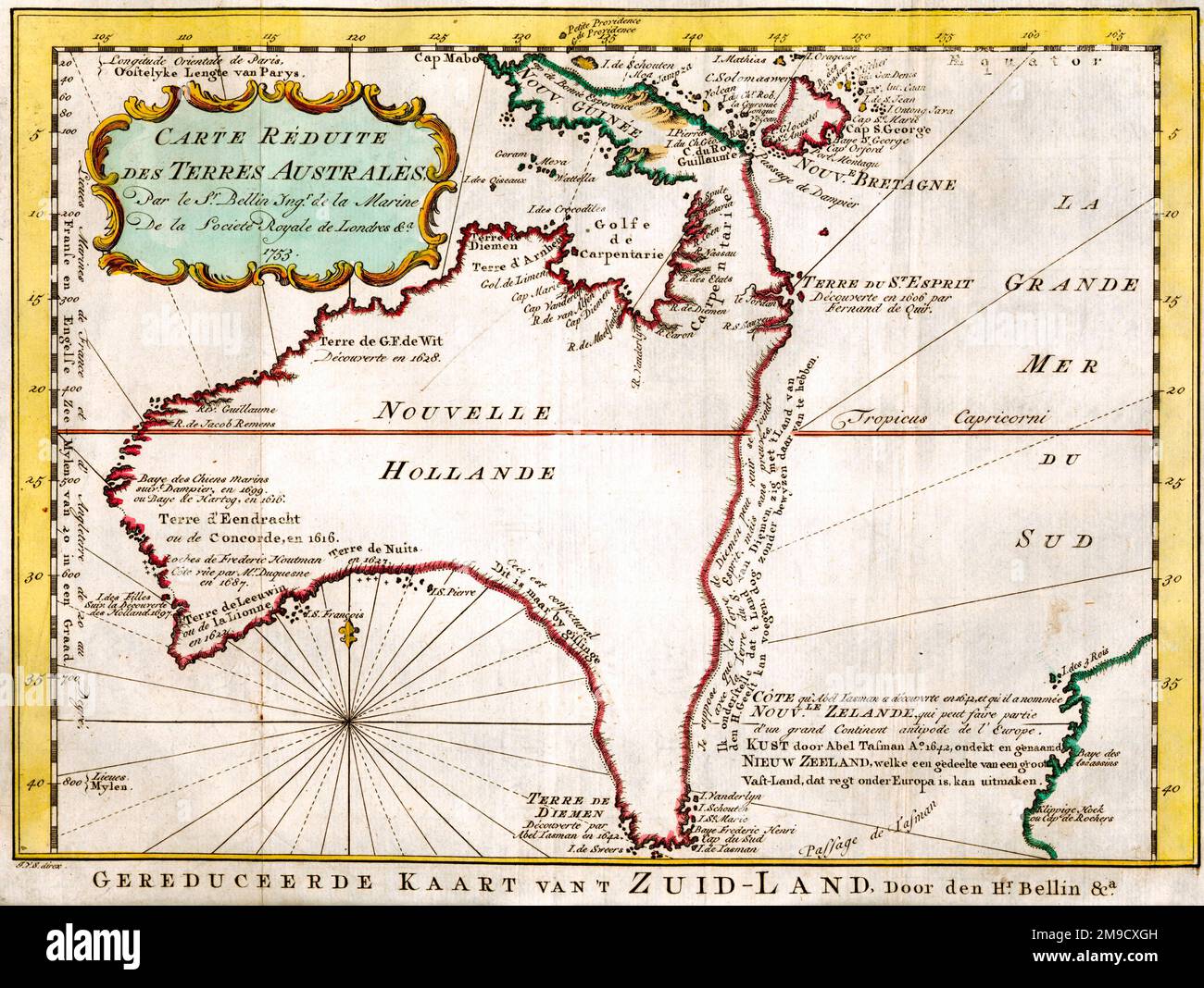 Mappa del 18th ° secolo di New Holland (Australia) - carta Reduite des ...