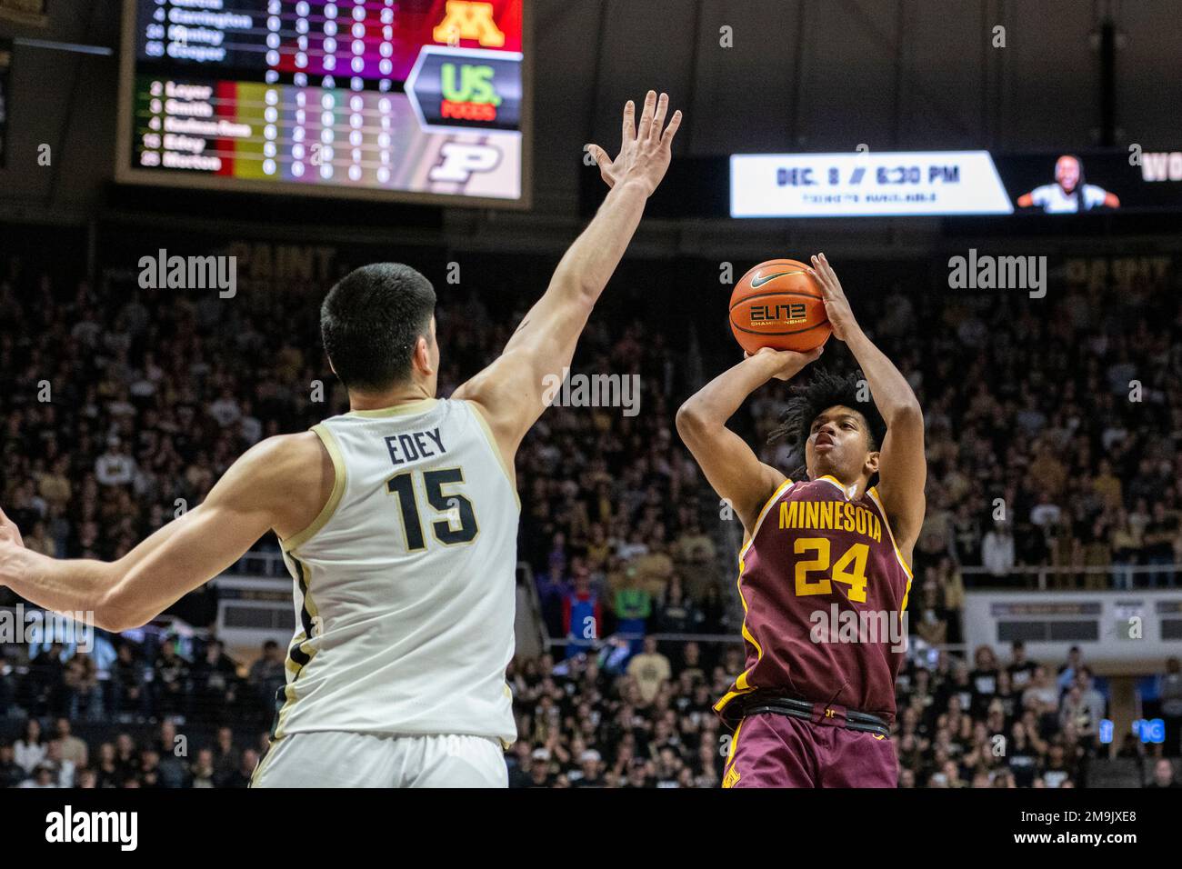 Minnesota forward Jaden Henley (24) shoots over the defense of Purdue ...
