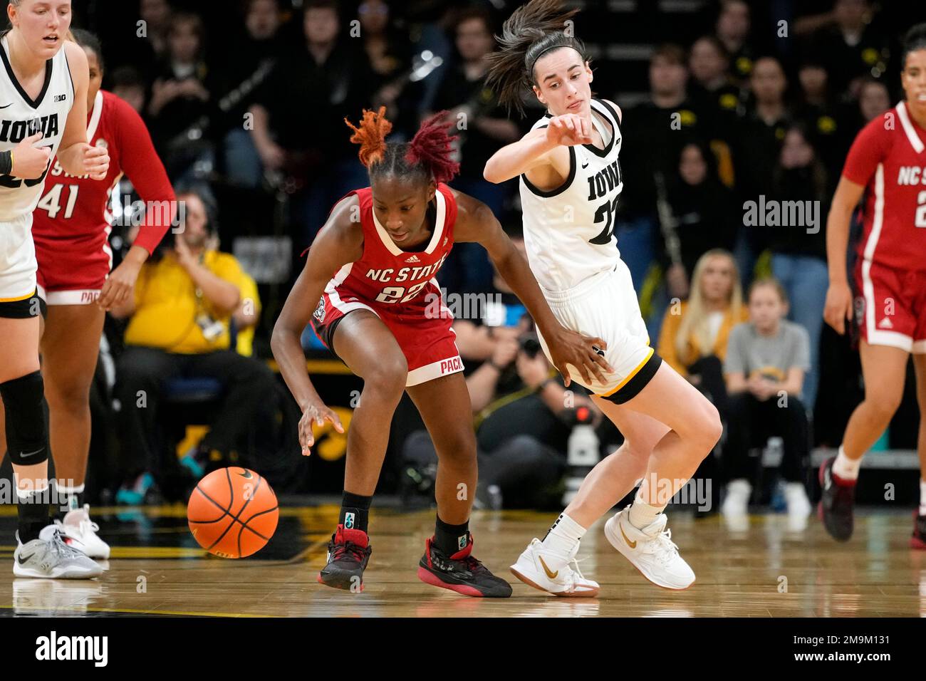 North Carolina State guard Saniya Rivers steals the ball from Iowa ...