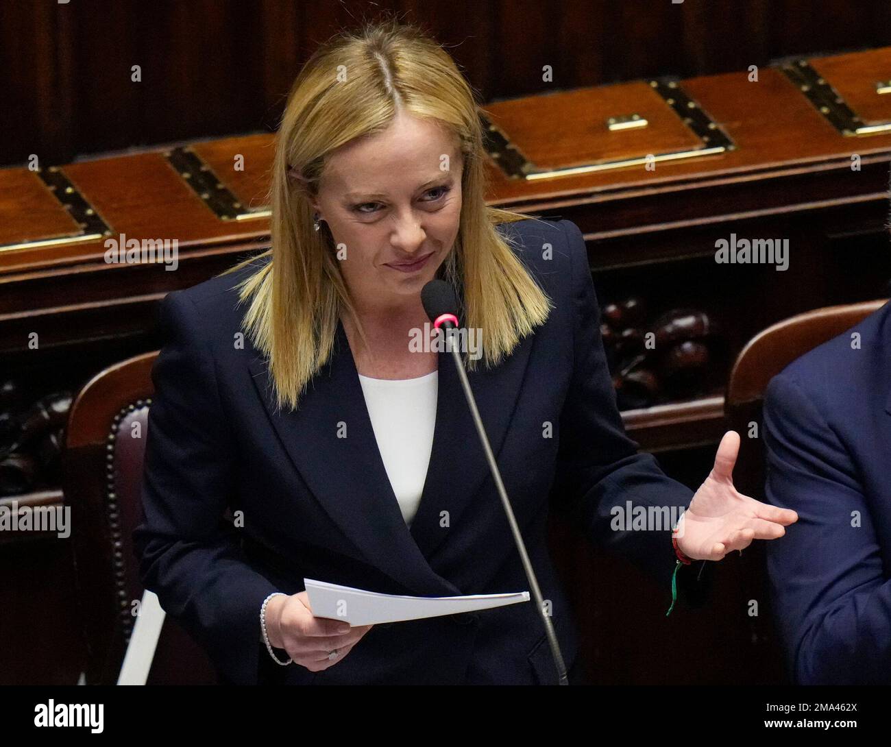 Italian Premier Giorgia Meloni addresses the lower Chamber ahead of a ...