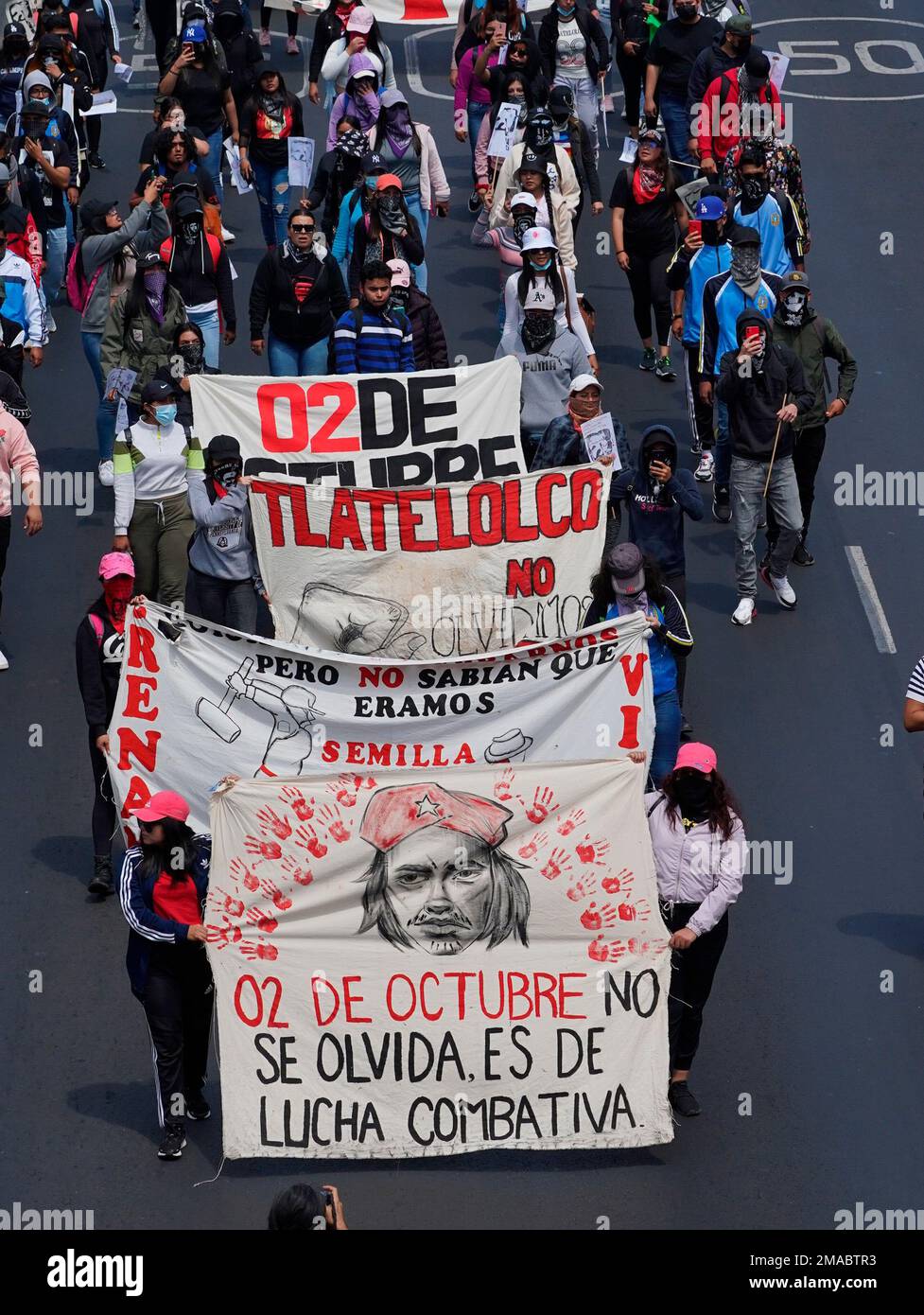 People march in remembrance of the Tlatelolco student massacre, in ...