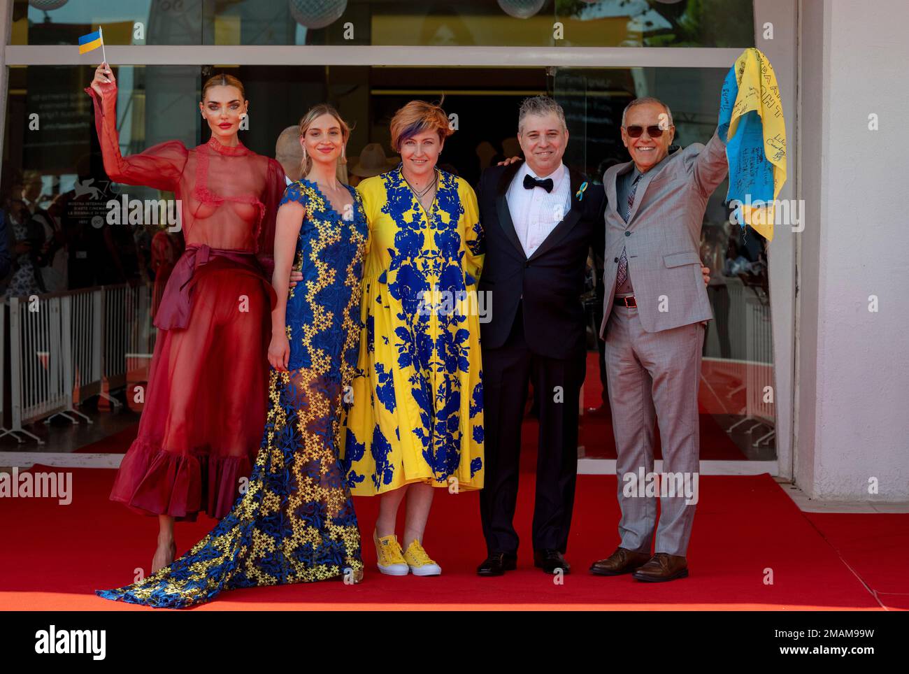 From left, Alina Baikova, Hanna Zaitseva, Nataliia Nagorna, director ...