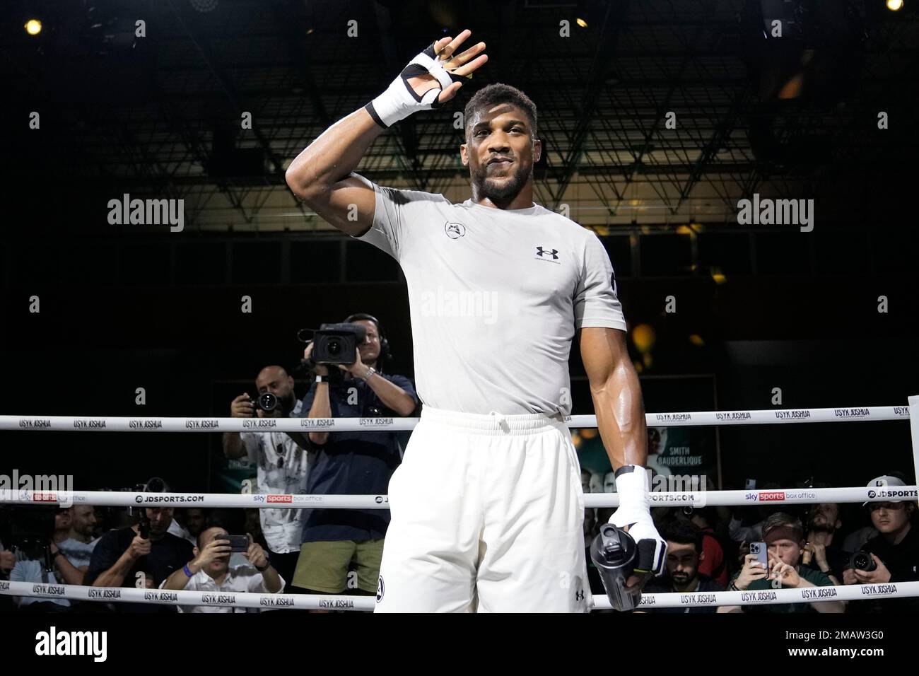 Britain's Anthony Joshua takes part in a public workout in Jeddah ...
