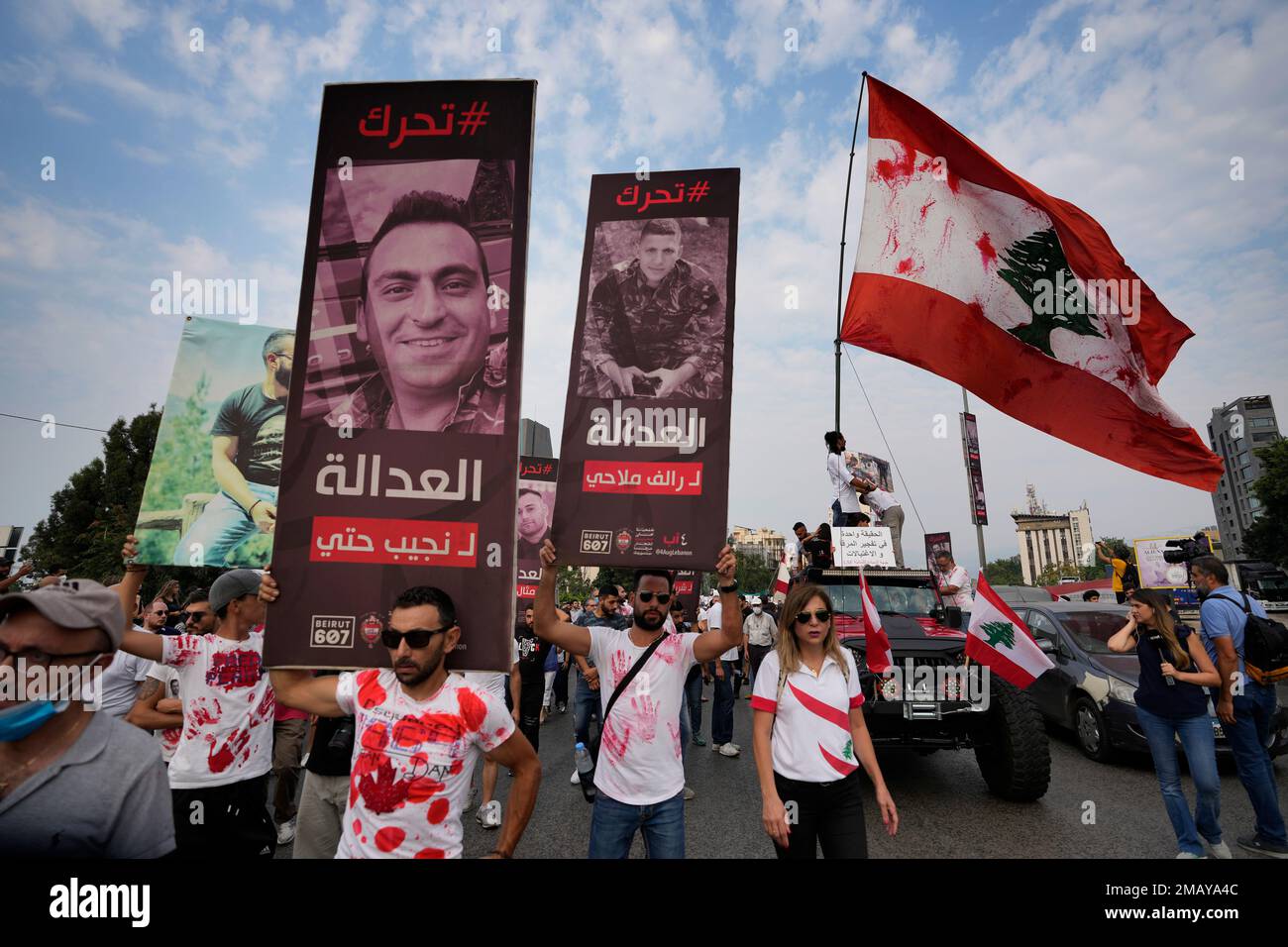 Relatives of victims of the deadly 2020 Beirut port explosion hold ...