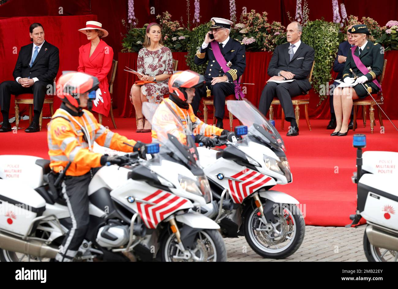 From left, James O'Hare and his wife Princess Delphine of Belgium ...