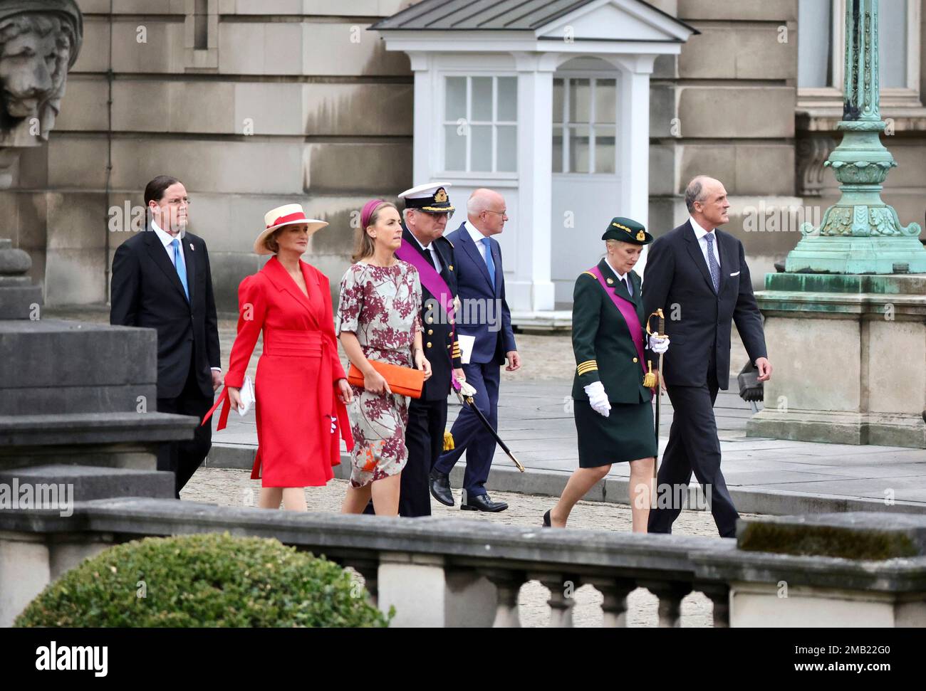 From left, James O'Hare and his wife Princess Delphine of Belgium ...